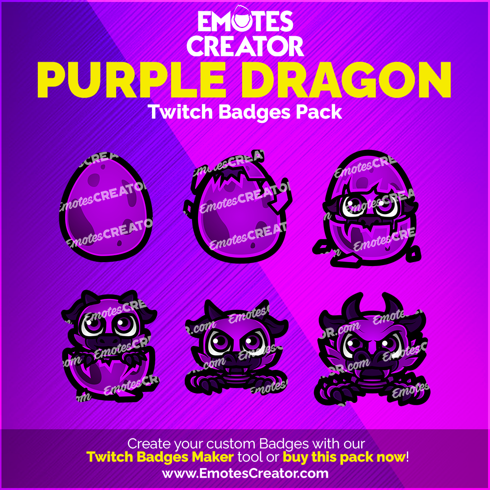 Purple Dragon Twitch Sub Badges Pack – Emotes Creator