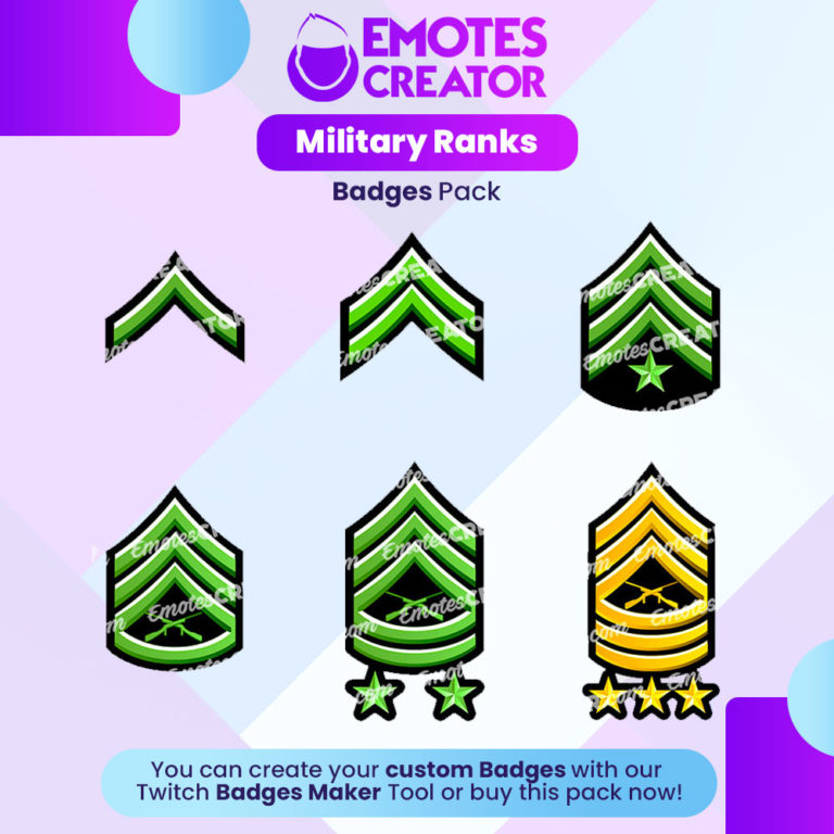 Military Ranks Twitch Sub Badges - Emotes Creator