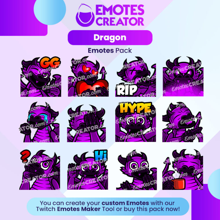 12-Dragon Emotes Pack - Emotes Creator