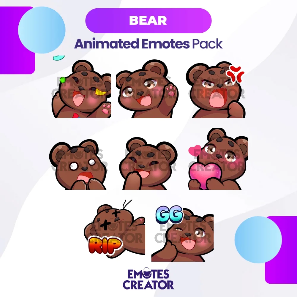 Bear Animated Emotes Pack - Emotes Creator