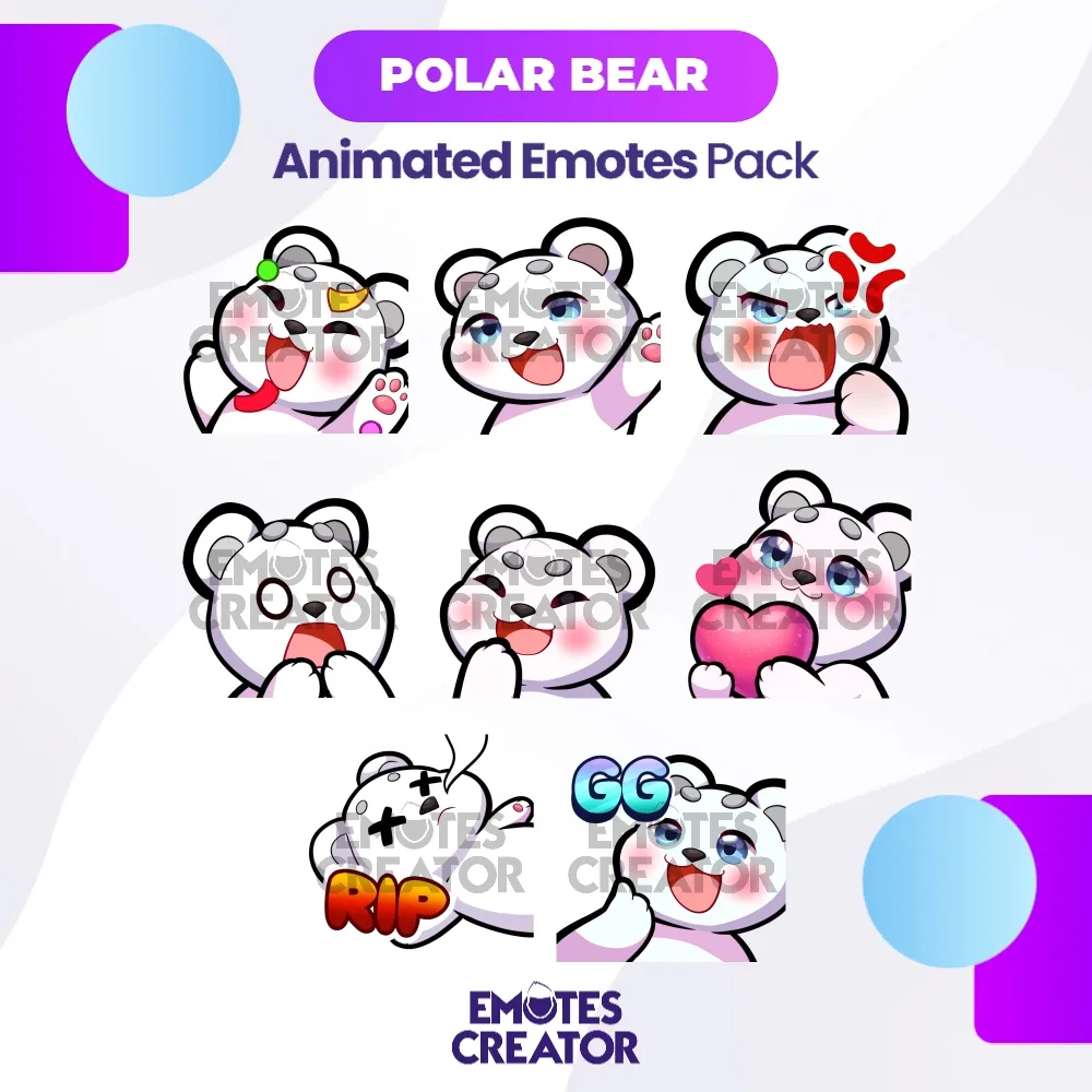 Polar Bear Animated Emotes Pack - Emotes Creator