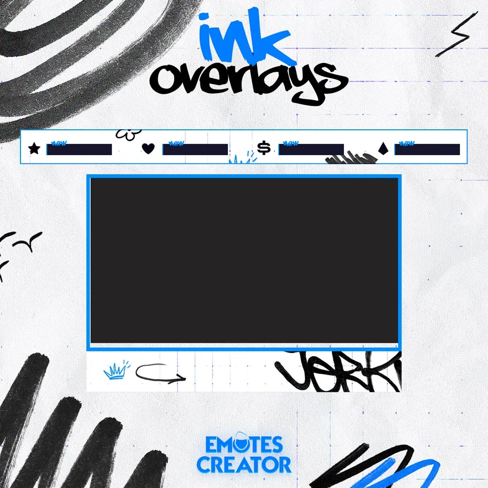 Ink Facecam Frame & Overlay - Emotes Creator